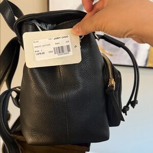Bags | Authentic Jimmy Choo Black Leather Backpack | Poshmark